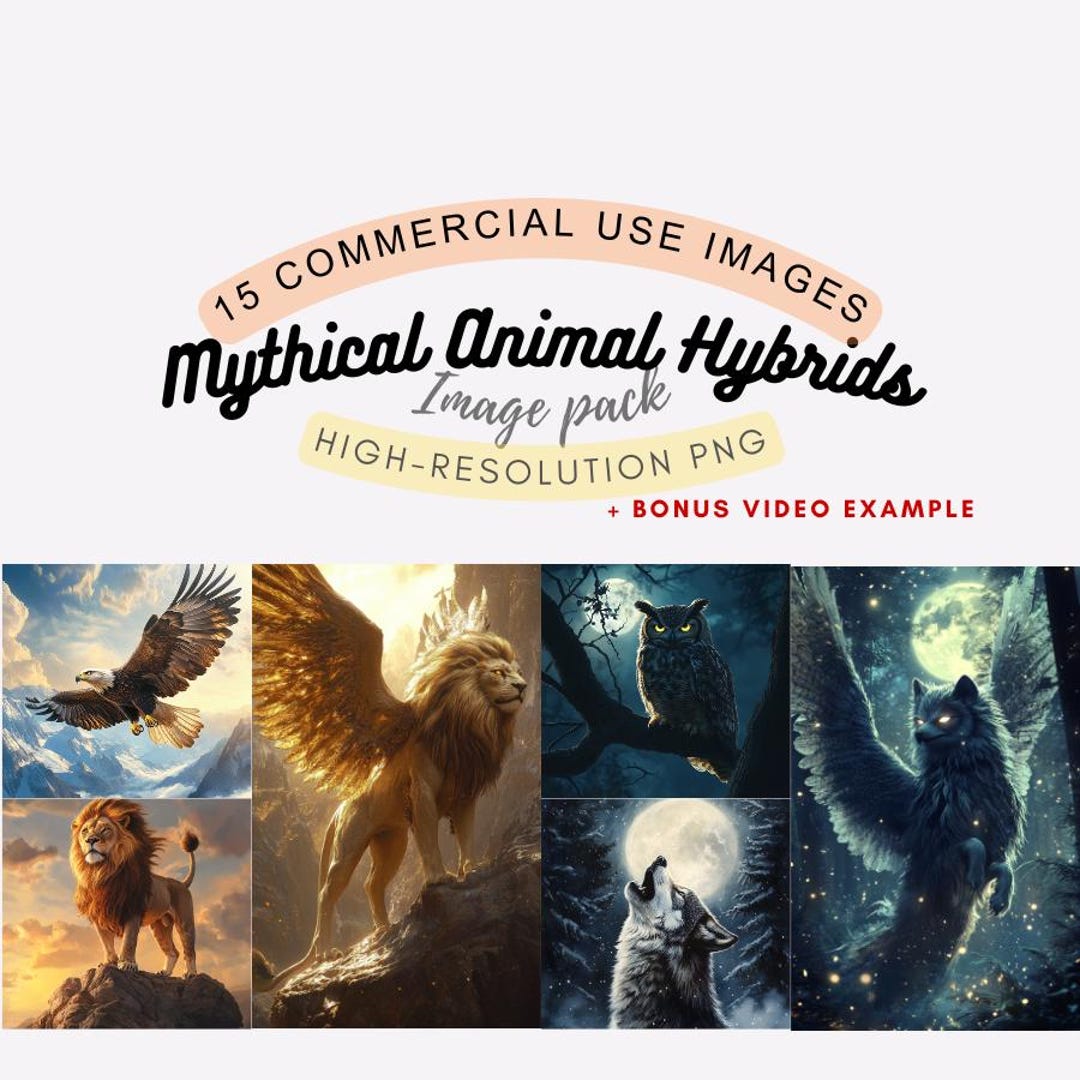 Mythical Animal Hybrid Digital Art Collection 15 High-resolution Pngs ...