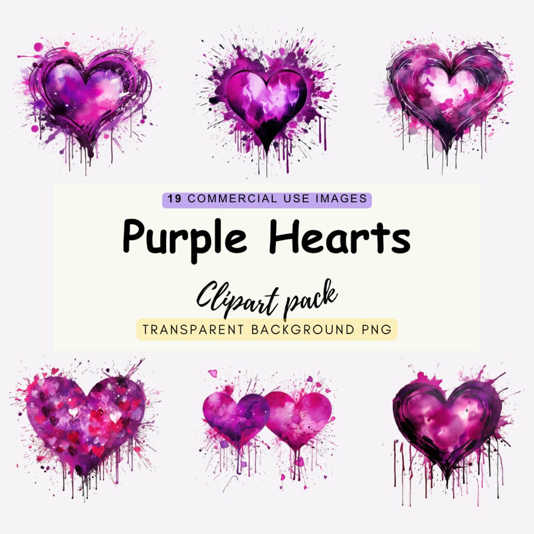 Purple Heart Image Pack,19 High Quality Png,heart Clipart for Your ...