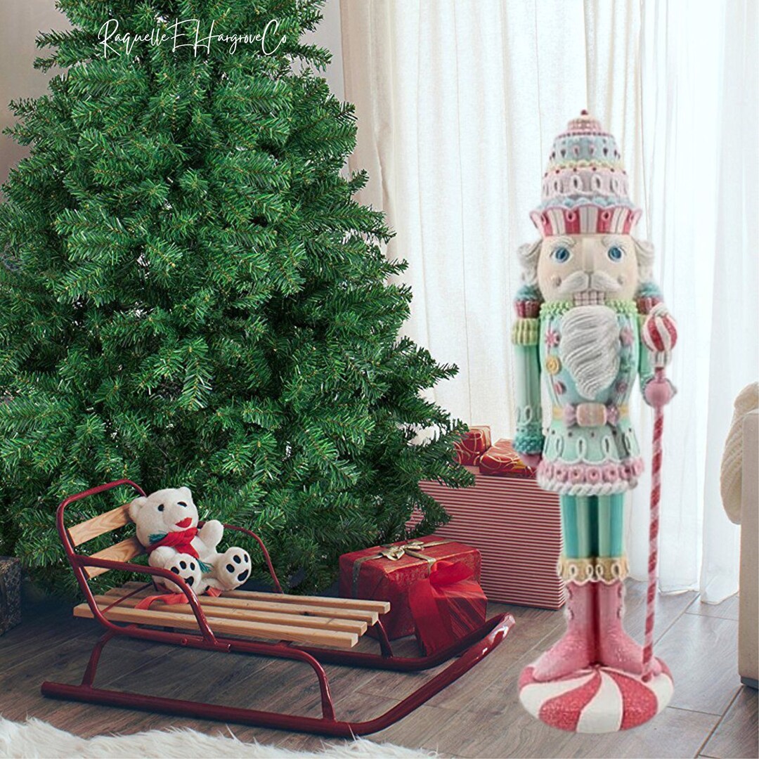Cute and Colorful 22-inch Pink and Blue Nutcracker With Staff - Etsy