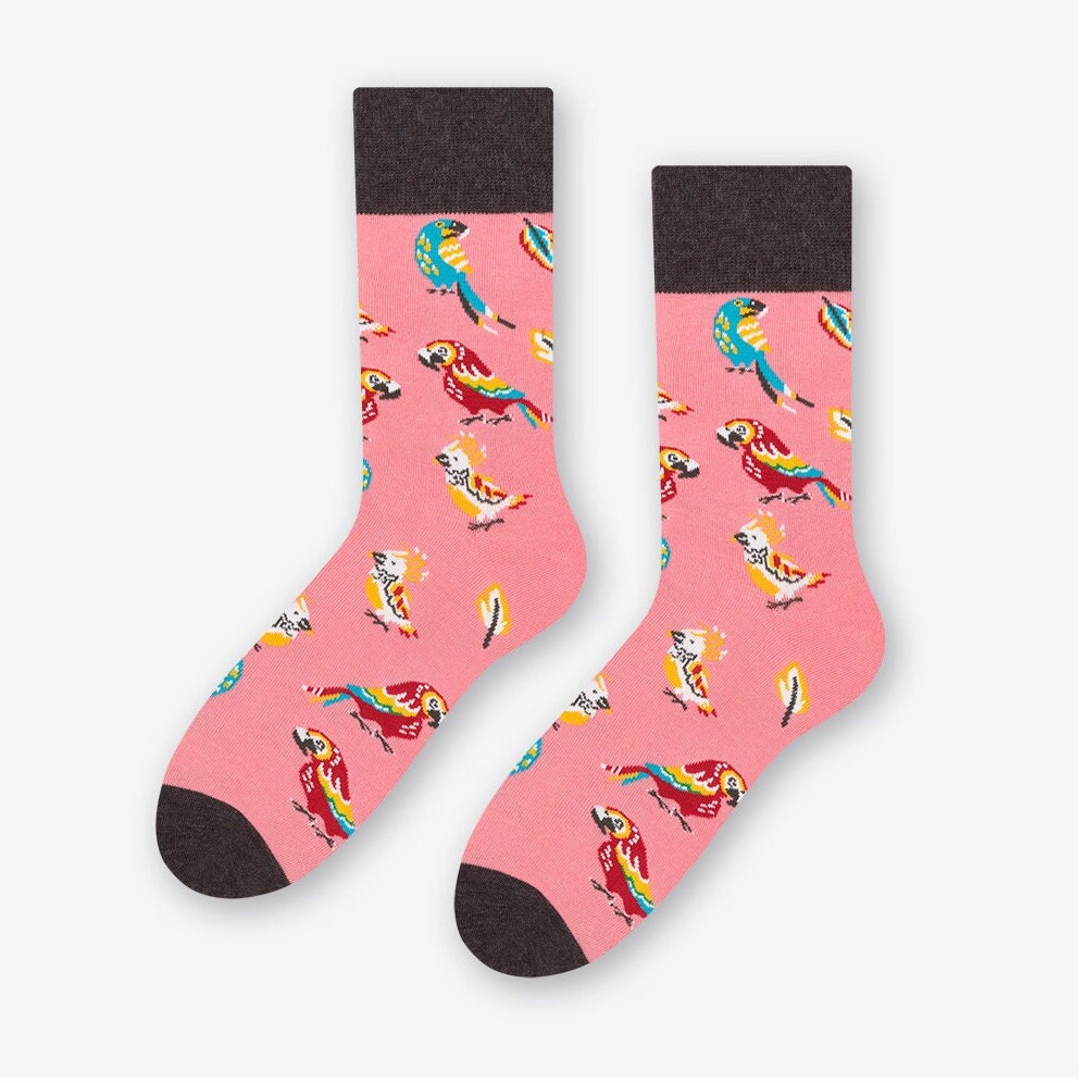Parrot Colorful Parrots Bird Unisex Socks, Funny Socks, Cozy Socks, Men ...