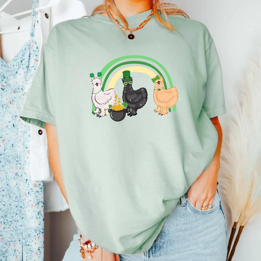 St Patrick's Day Silkie Chicken Shirt, Cute St Patrick Tshirt, Silkie ...