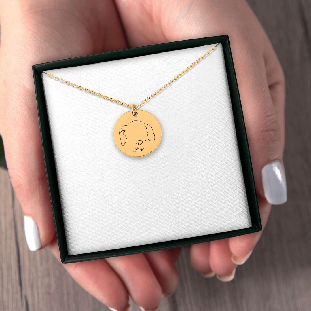 Custom Dog Ears Necklace, Personalized Dog Ear Outline Pendant ...