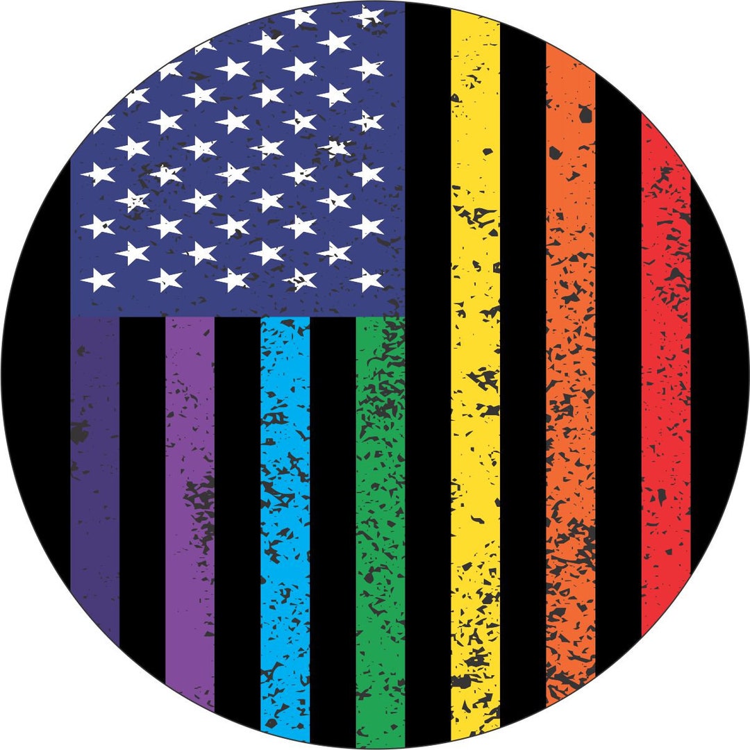 Distressed Pride Rainbow American Flag Spare Tire Cover for - Etsy