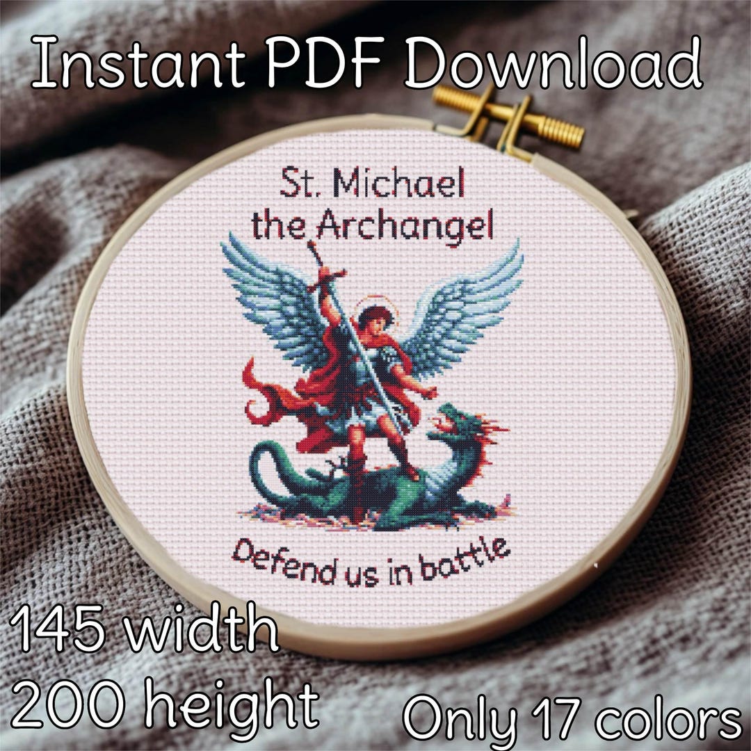 St. Michael the Archangel Cross Stitch Pattern, Catholic Crossstitch ...