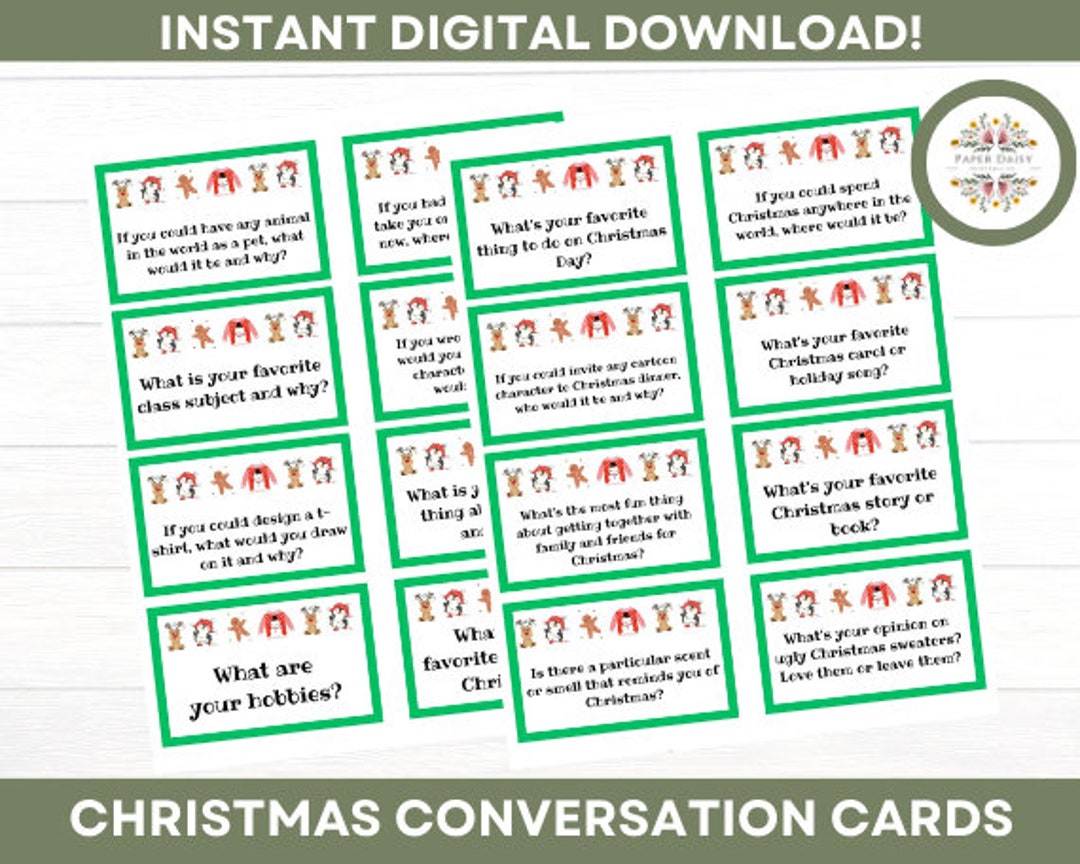 Christmas Conversation Starter Cards Digital Download, Christmas ...