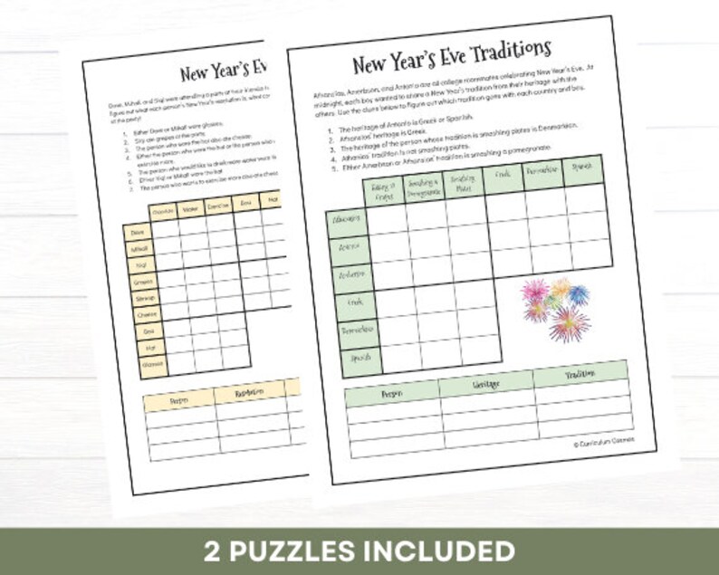 New Year's Logic Puzzle - Printable - Kids - Family - Adults ...