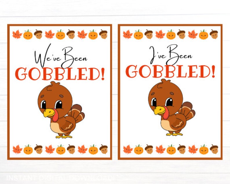You've Been Gobbled Printable Digital Download, Thanksgiving Activity ...