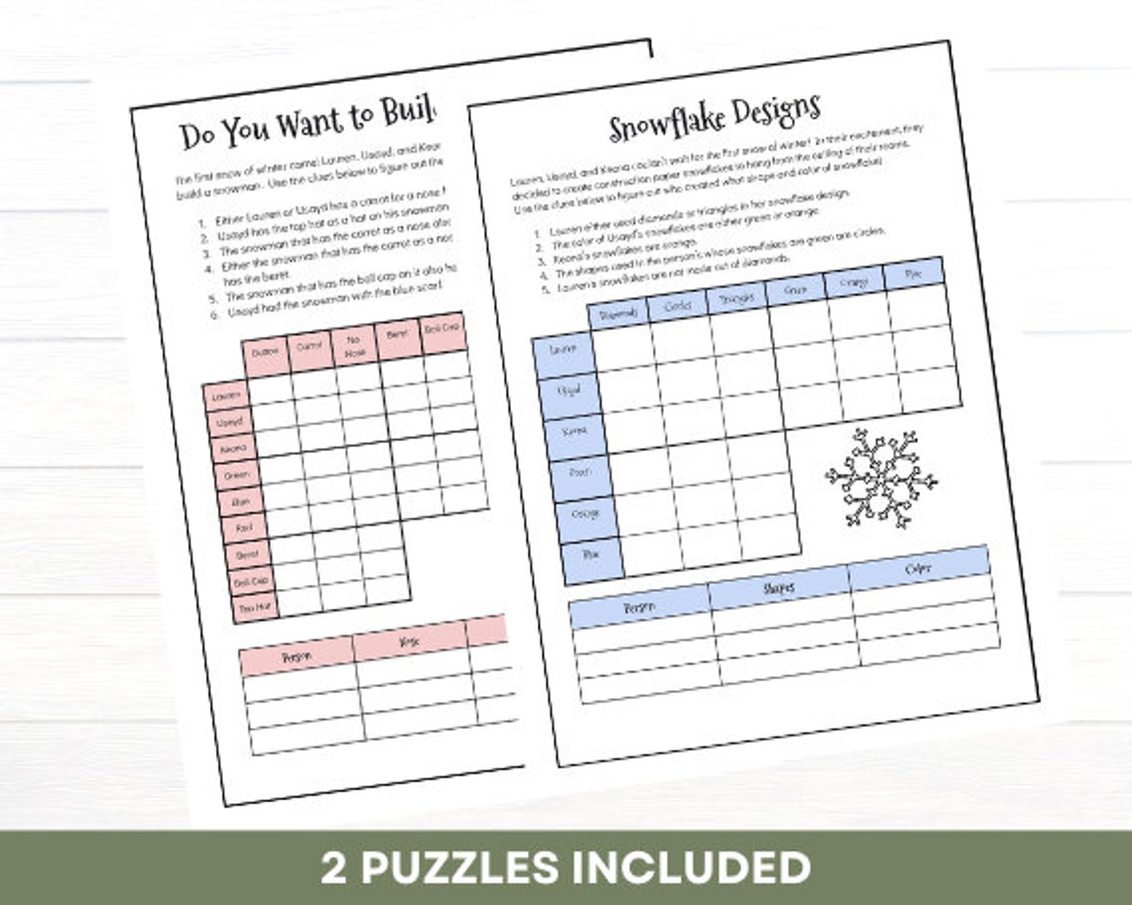 Winter Logic Puzzle - Printable - Kids - Family - Adults - Icebreaker ...