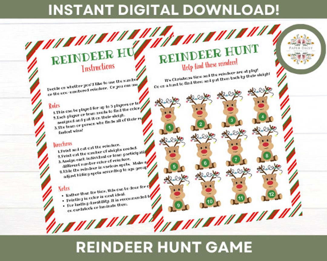 Find the Reindeer, Reindeer Hunt Digital Download, Holiday Activity ...
