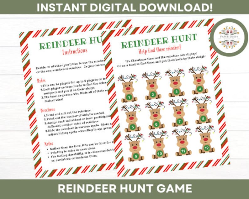 Find the Reindeer, Reindeer Hunt Digital Download, Holiday Activity ...