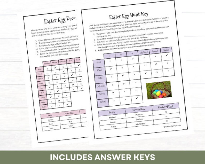 Easter Logic Puzzle - Printable - Kids - Family - Adults - Icebreaker ...