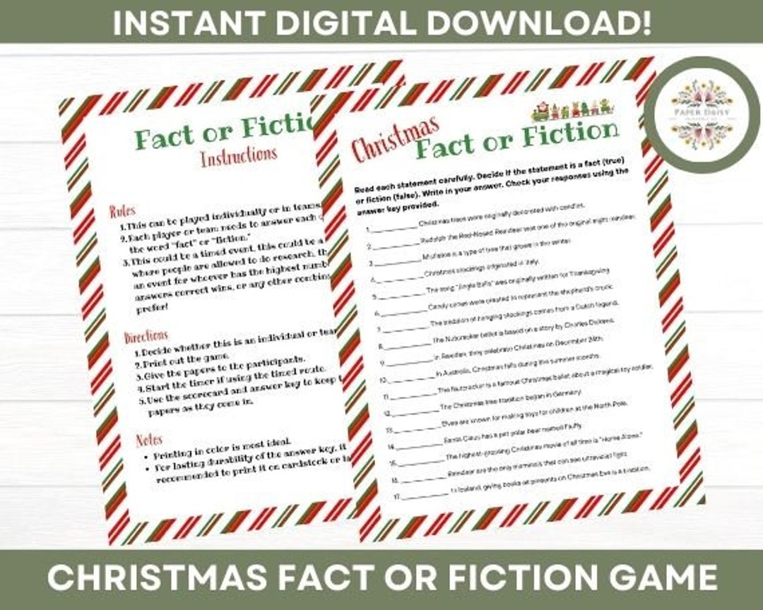 Christmas Fact or Fiction Game, Holiday Games, Adults, Kids, Icebreaker ...