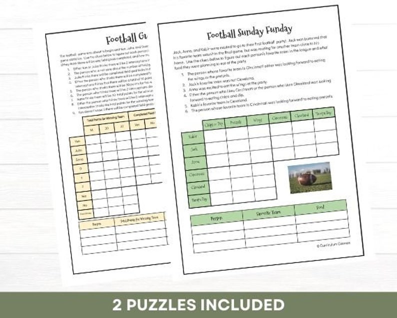 Football Logic Puzzle - Printable - Kids - Family - Adults - Icebreaker ...