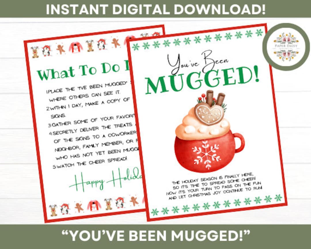 You've Been Mugged Printable Digital Download, Holiday Activity ...