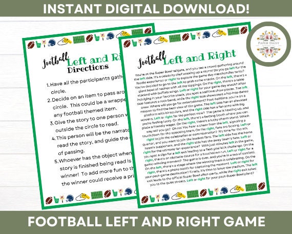 Football Left Right Game: Party Icebreaker (digital Download) - Etsy