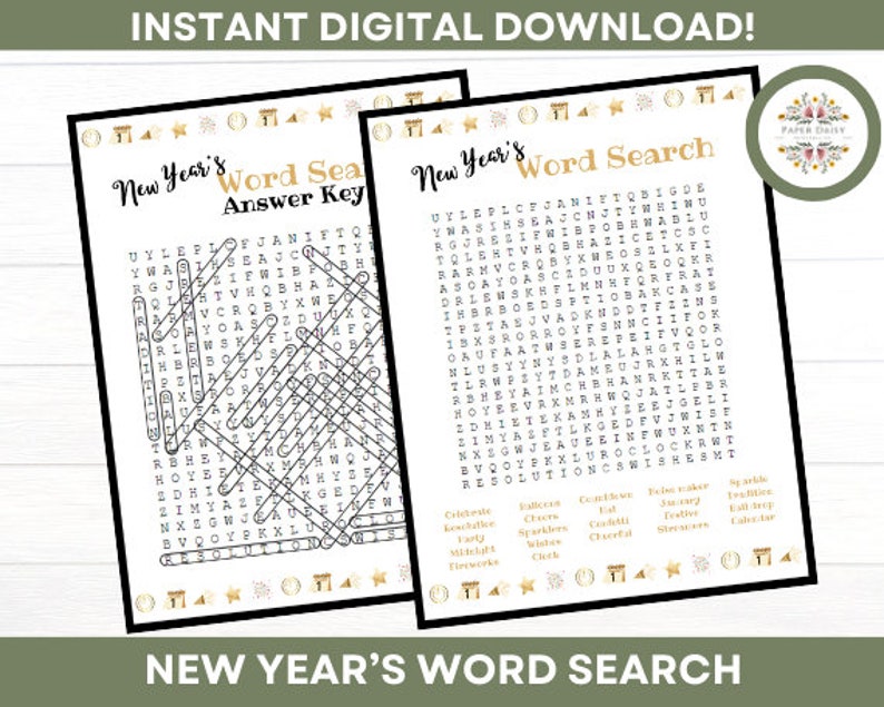 New Year Word Search - Printable - Kids -family - Adults - Icebreaker ...