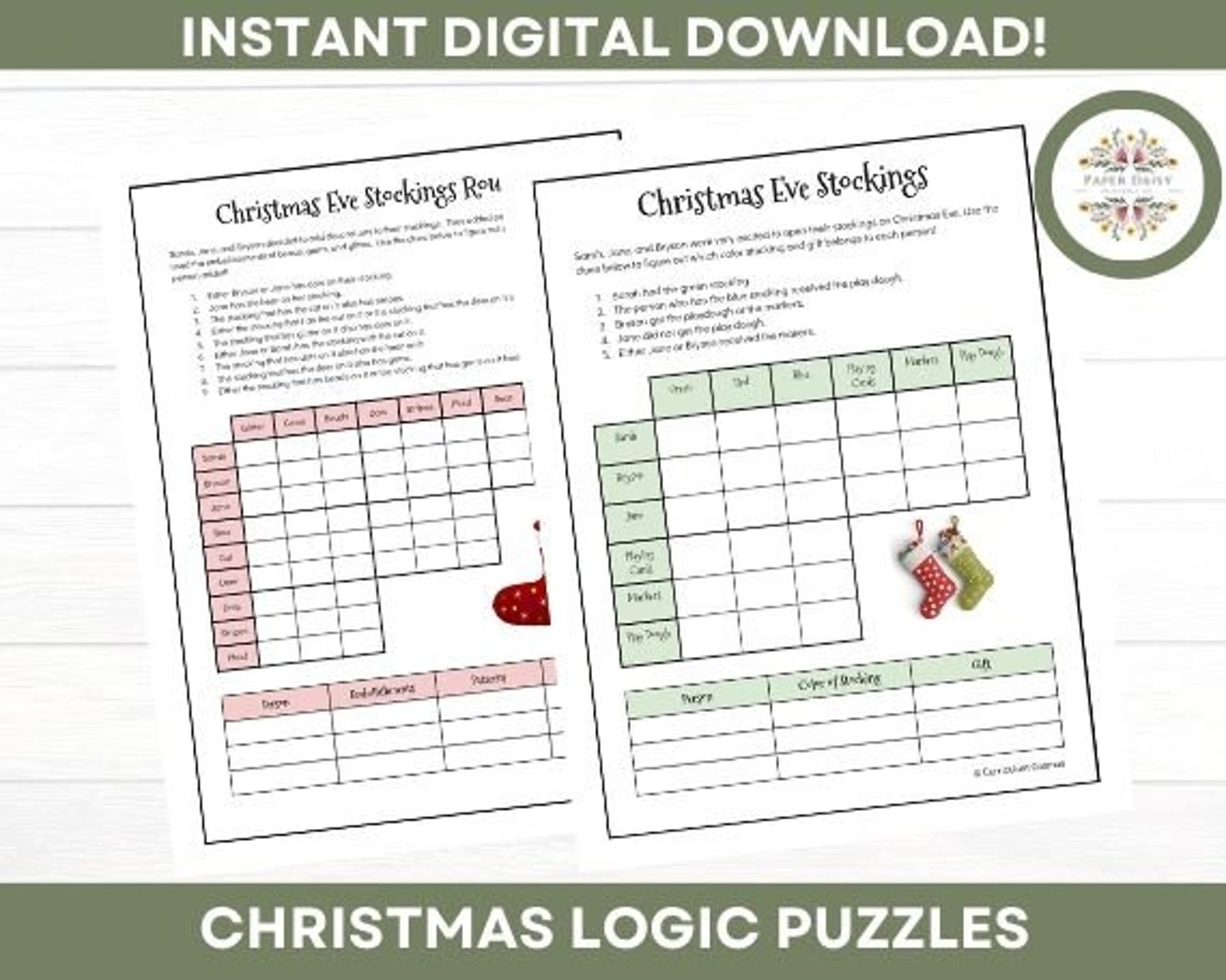 Christmas Logic Puzzle - Printable - Kids - Family - Adults ...