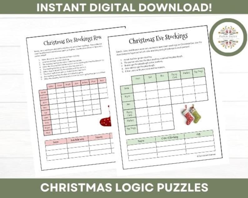 Christmas Logic Puzzle - Printable - Kids - Family - Adults ...