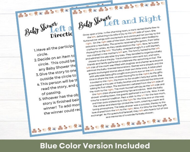 Baby Shower Left Right Game, Printable Baby Shower Games, Adults, Kids ...