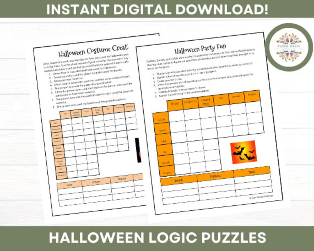 Halloween Logic Puzzle - Printable - Kids - Family - Adults ...