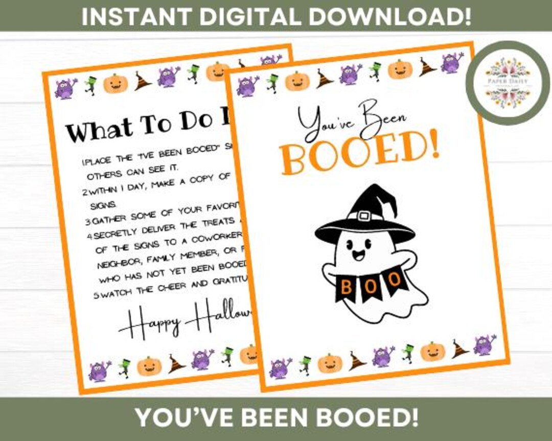 You've Been Booed Printable Digital Download, Halloween Activity ...