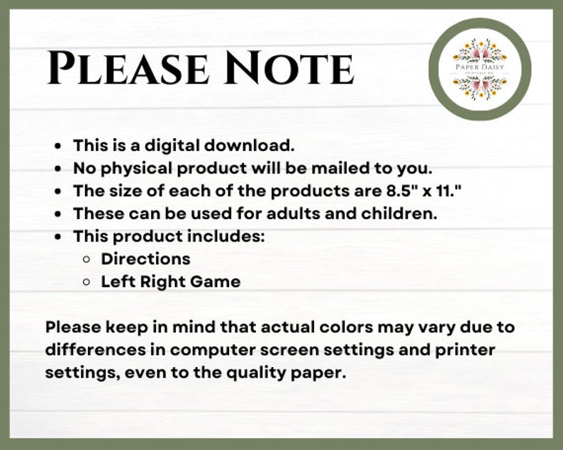 New Year's Left Right Game, New Year Printable, Adults, Kids, Pass the ...