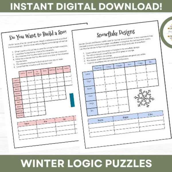 Printable Logic Puzzles - Etsy