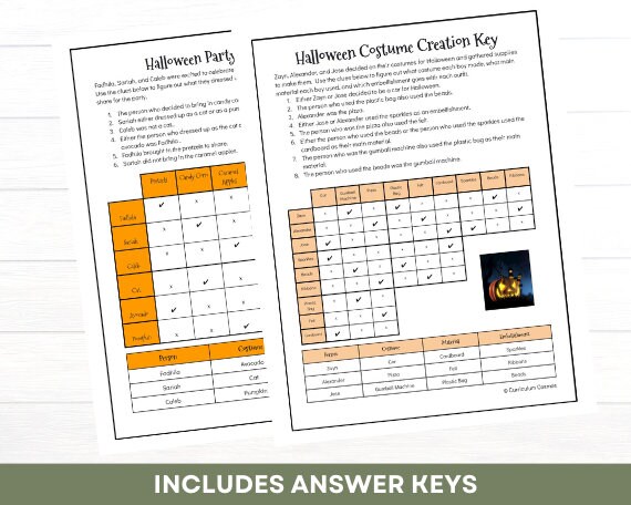 Halloween Logic Puzzle - Printable - Kids - Family - Adults ...