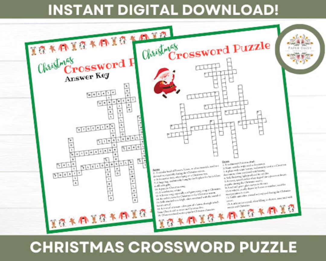 Crucigrama de Navidad Imprimible de vacaciones Niños Familia Adultos ...