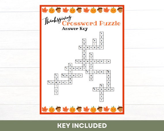 Crucigrama de Acción de Gracias Acción de Gracias imprimible - Etsy México