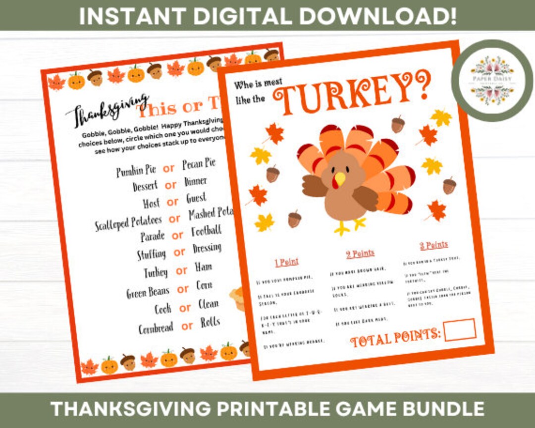 Thanksgiving Game Bundle This or That Thanksgiving Printable Kids ...