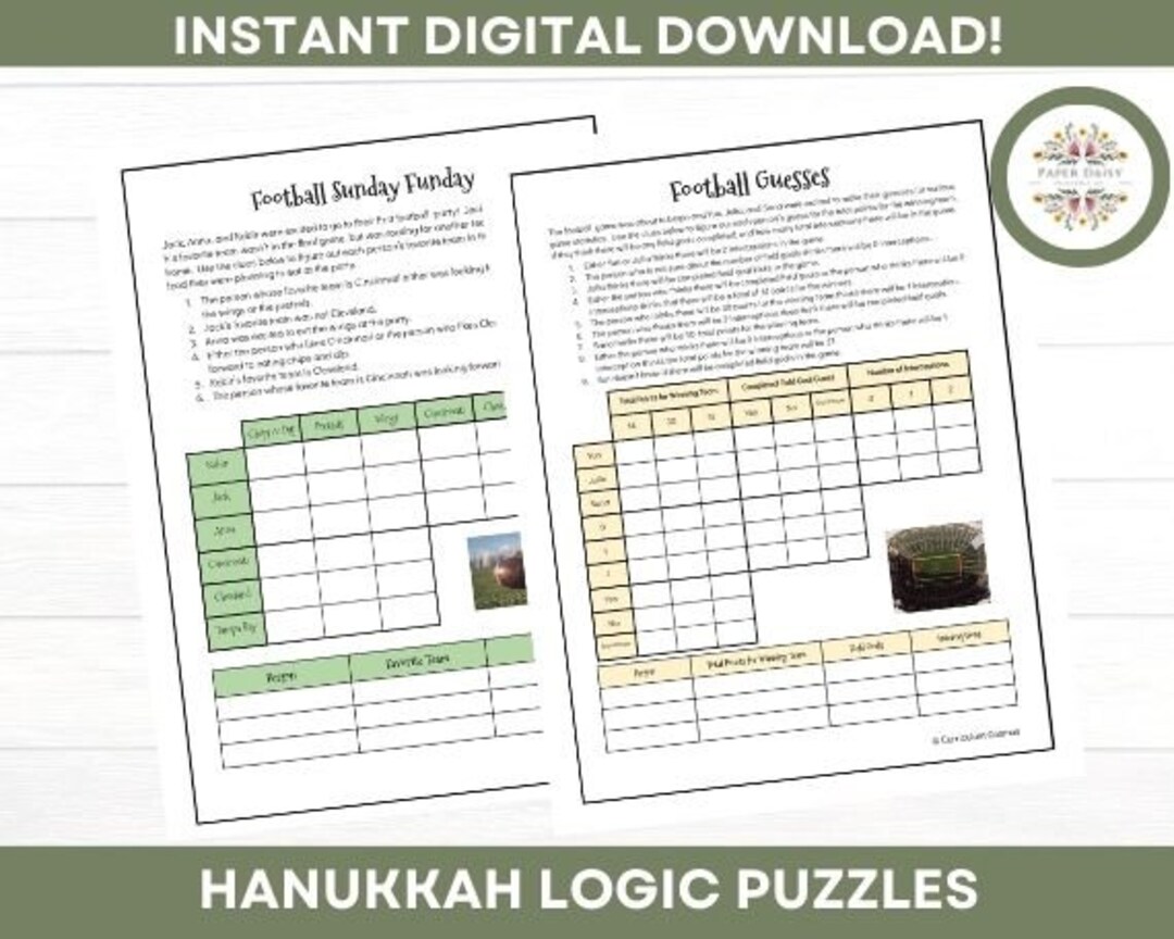 Football Logic Puzzle - Printable - Kids - Family - Adults - Icebreaker ...