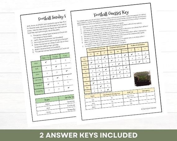Football Logic Puzzle - Printable - Kids - Family - Adults - Icebreaker ...