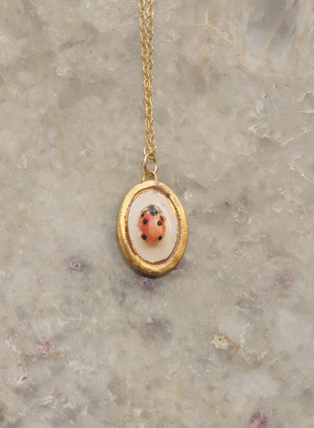 Ladybird Gold Necklace Ladybug Jewelry Ladybird Pendant Silver Necklace ...