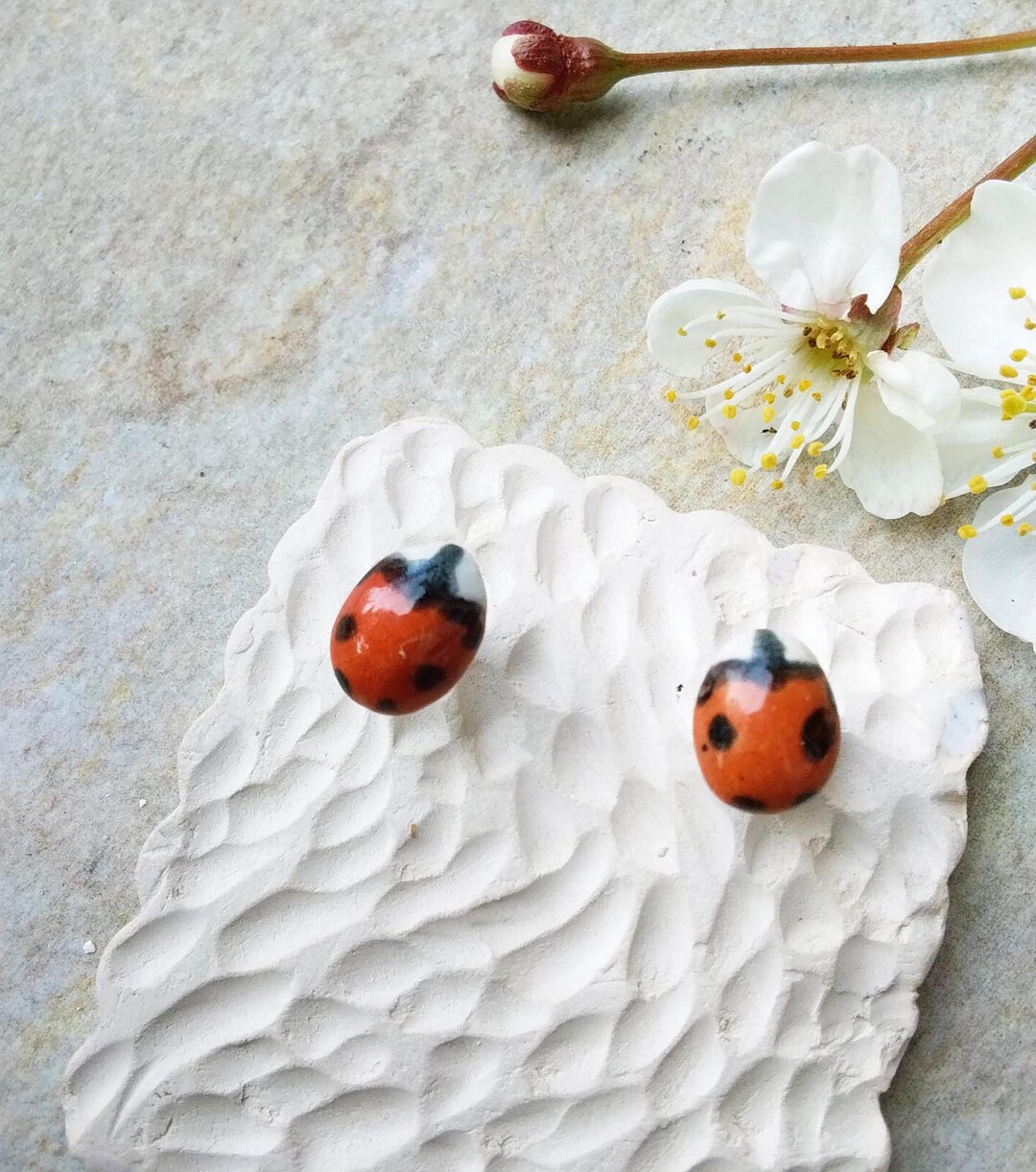Ladybug Studs Silver Earrings Insect Earrings Animal Studs Tiny Cute ...