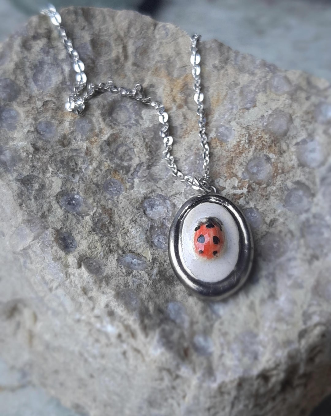 Ladybird Silver Necklace Sterling Silver Pendant Necklace Laidybug ...