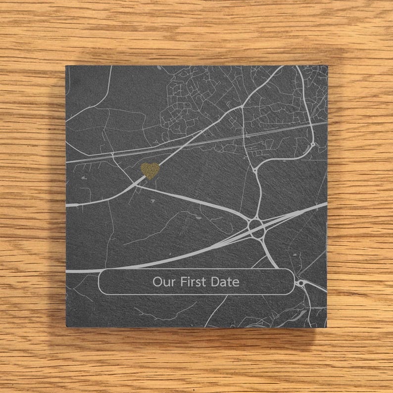 Personalised Memorable Location Map Slate Coasters - Engagement Gift ...