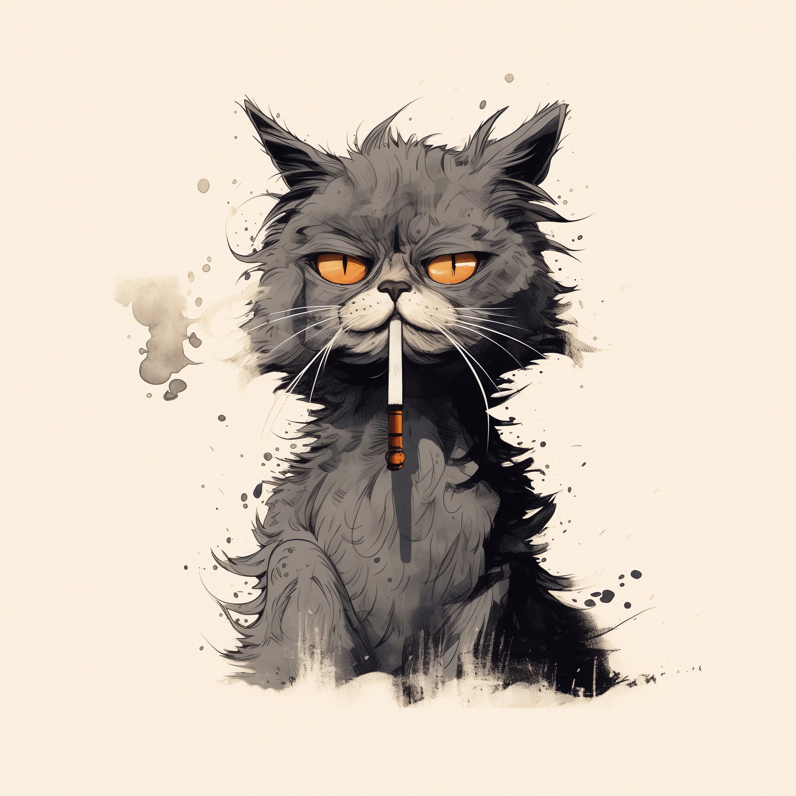 Smoking Cat Vertical Desk Calendar 2024 Art on Your Desk - Etsy