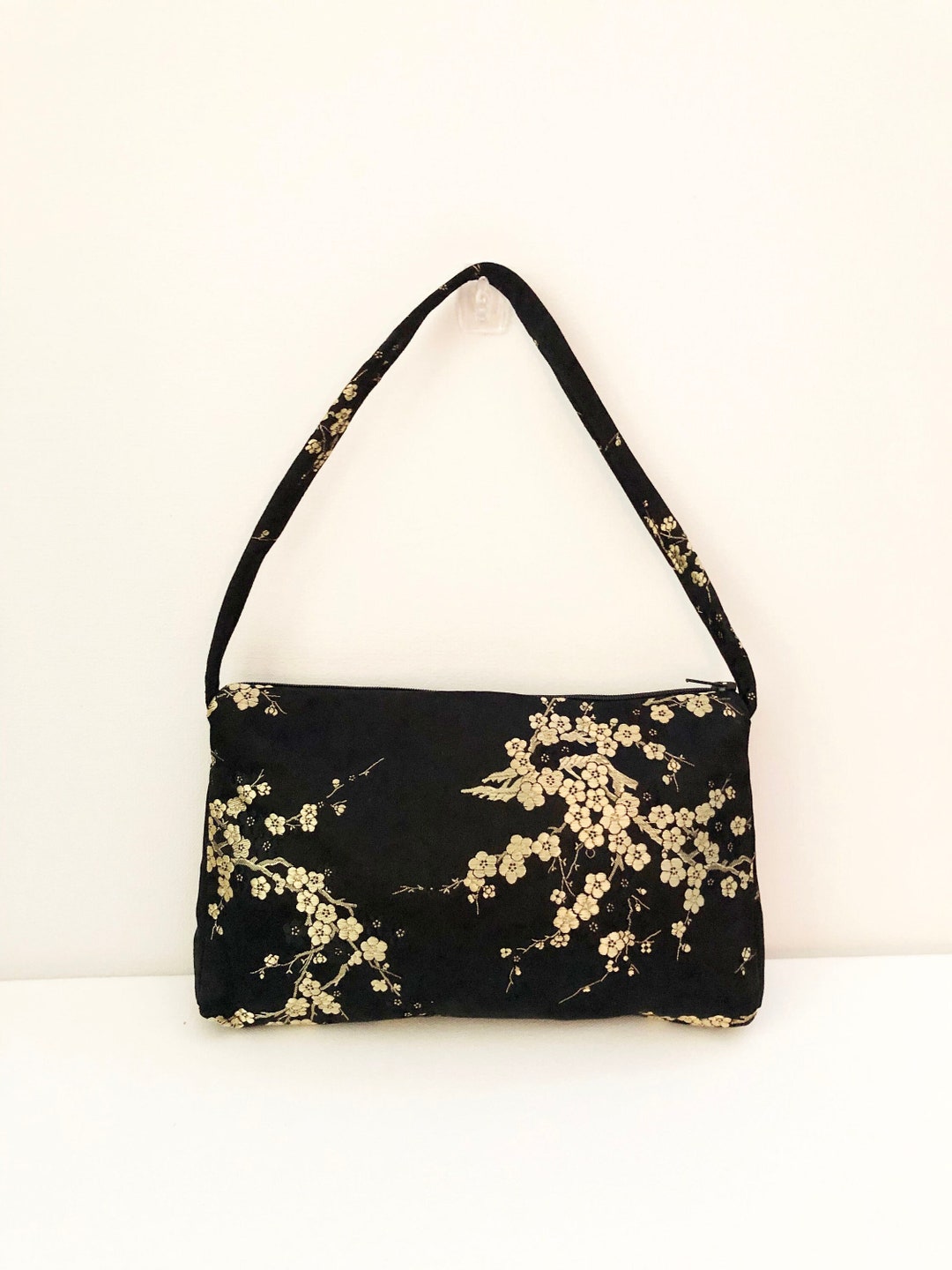 Handmade Black Brocade Satin Evening Bag With Hand Embellish Crystals ...