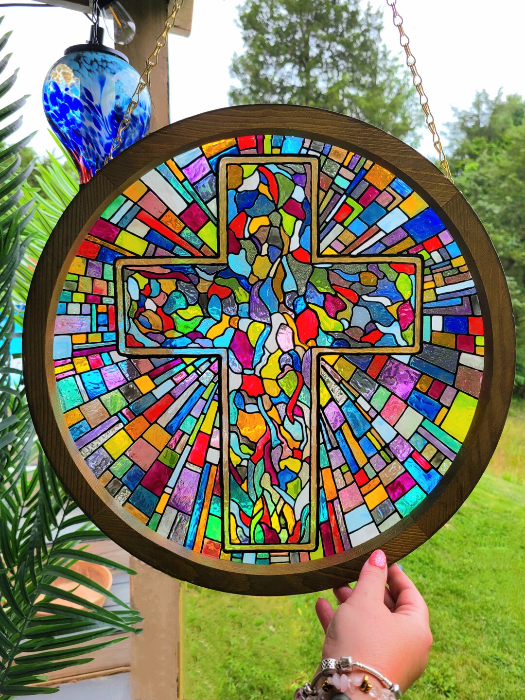 16 Inch Gallery Glass Cross Suncatcher - Etsy