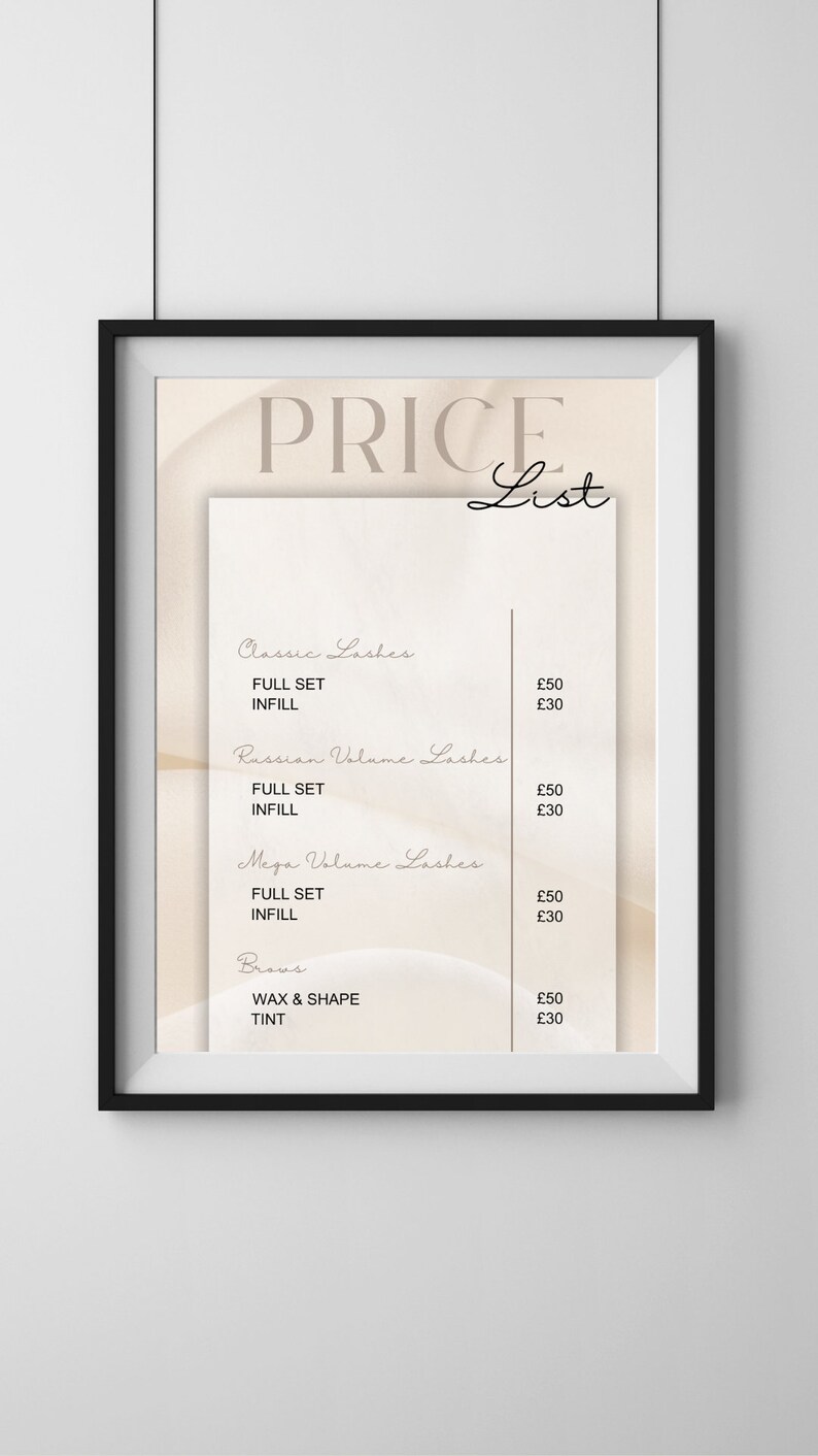 Salon Price List, Lash Tech Price List, Digital Marketing for Salons - Etsy