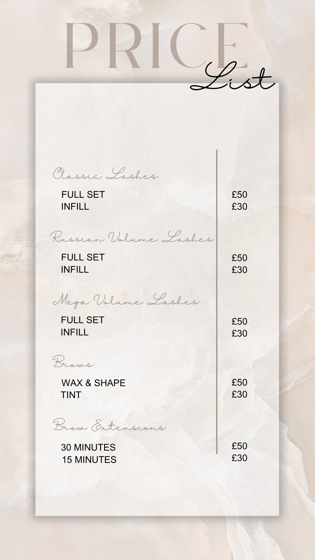 Salon Price List, Lash Tech Price List, Digital Marketing for Salons - Etsy