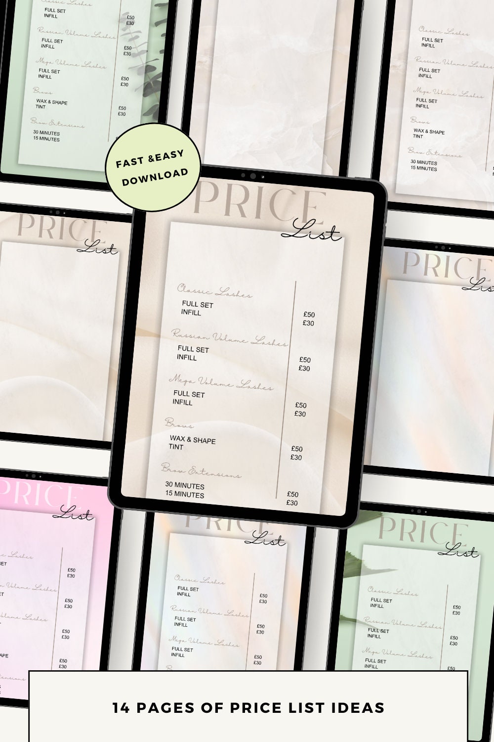 Salon Price List, Lash Tech Price List, Digital Marketing for Salons - Etsy