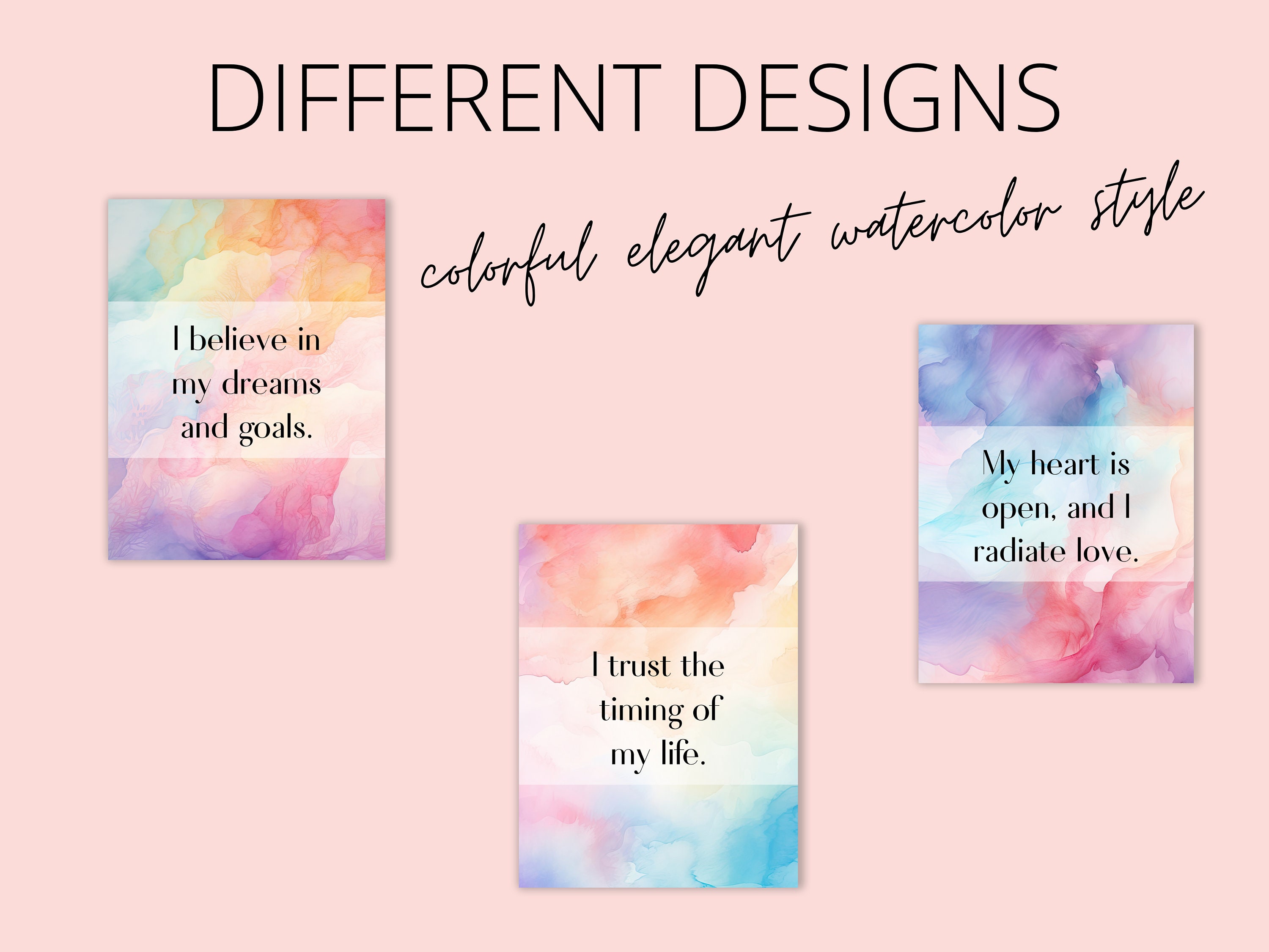 60 Affirmation Cards Printable Watercolor Affirmation Cards Affirmation ...
