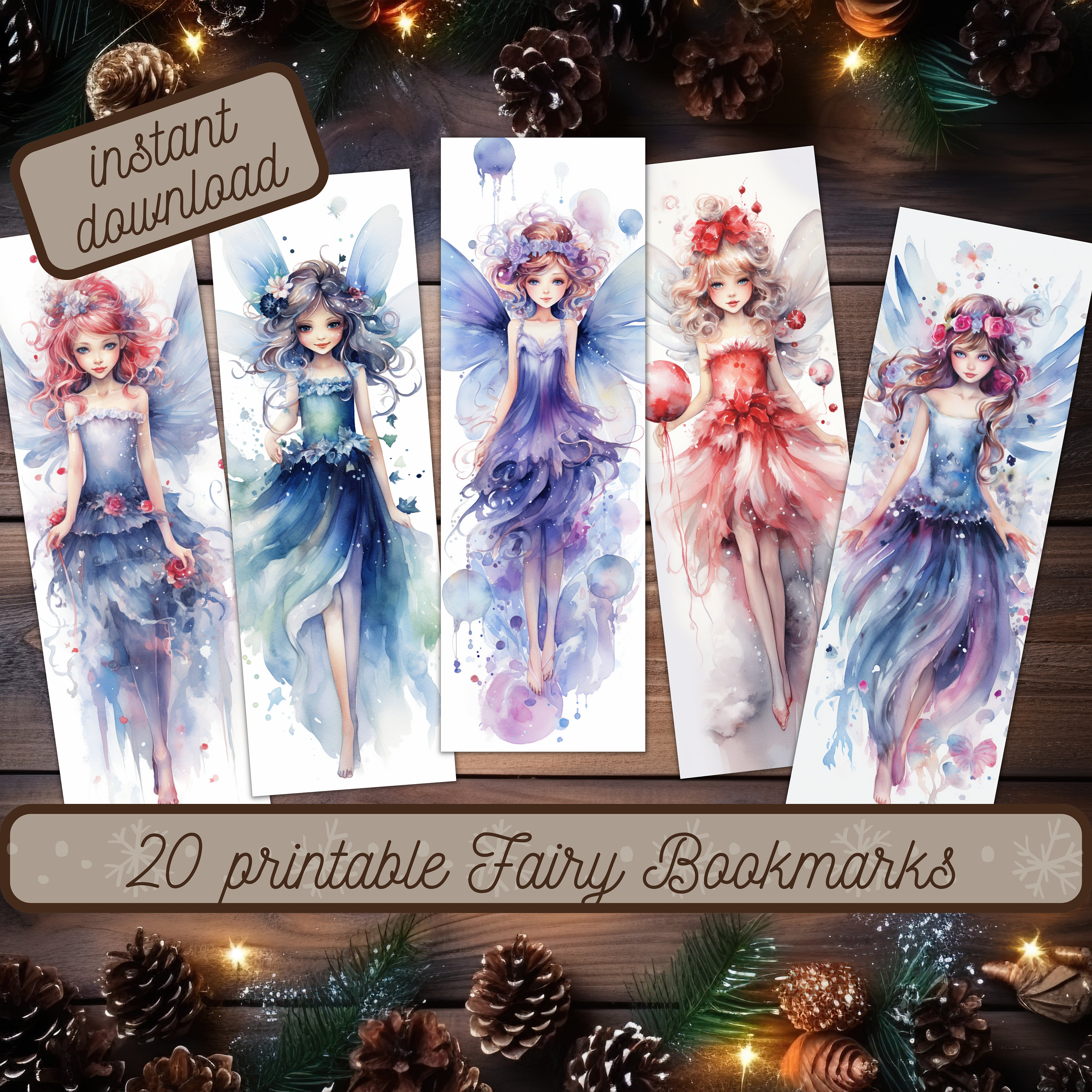 Fairy Printable Bookmarks Png Jpg Book Lover Printable - Etsy