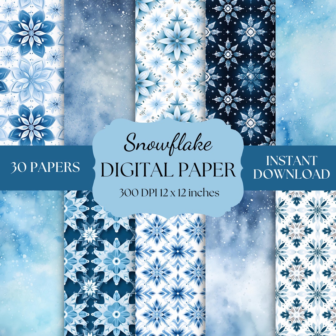 Christmas Papers Snowflake Paper Jpg Digital Papers - Etsy