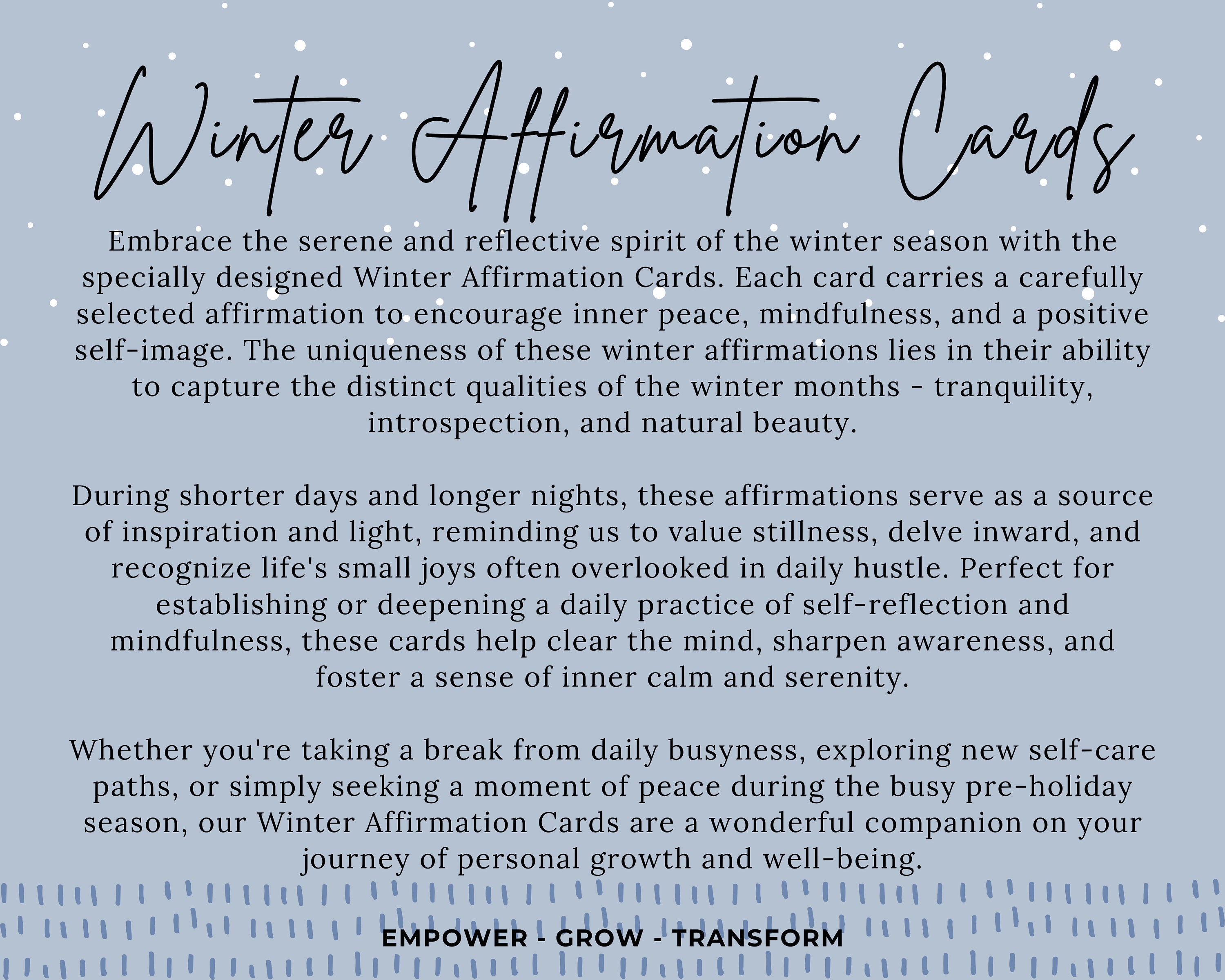 Affirmation Cards Printable, Winter Themed Self-love Card Deck ...