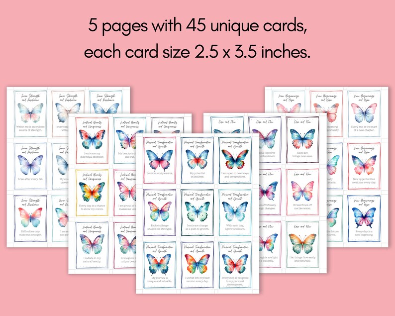 Affirmation Cards Printable, Self-love Card Deck, Watercolor Butterfly ...