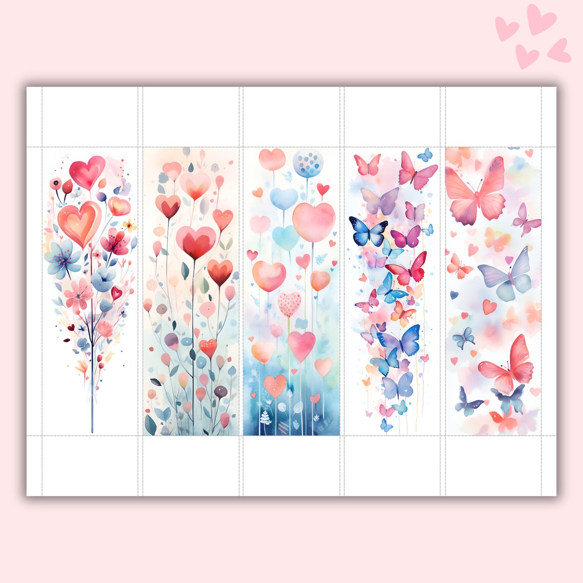 Valentine's Bookmarks Printable Booklovers Bookmarks Pink Bookmarks ...
