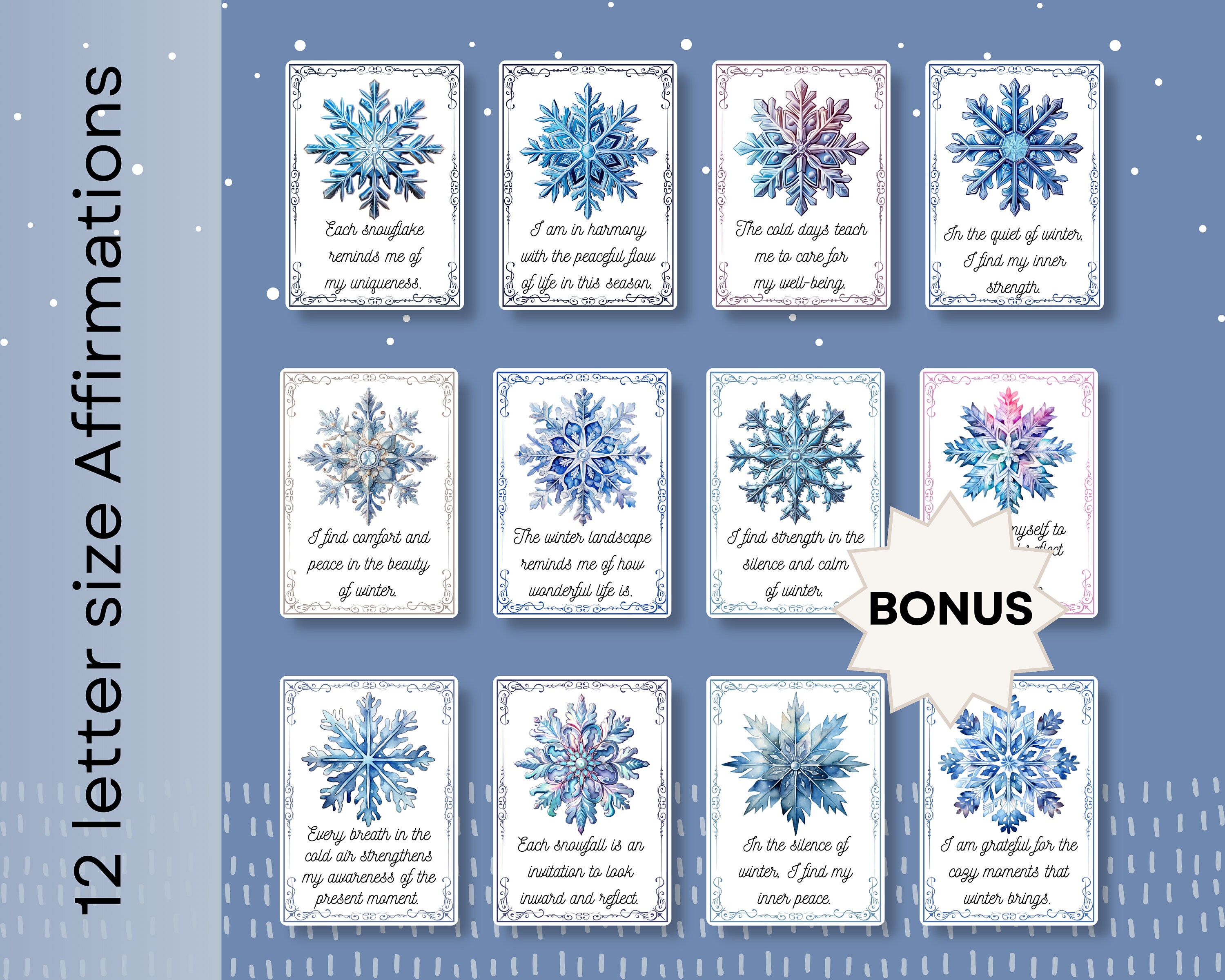 Affirmation Cards Printable, Winter Themed Self-love Card Deck ...